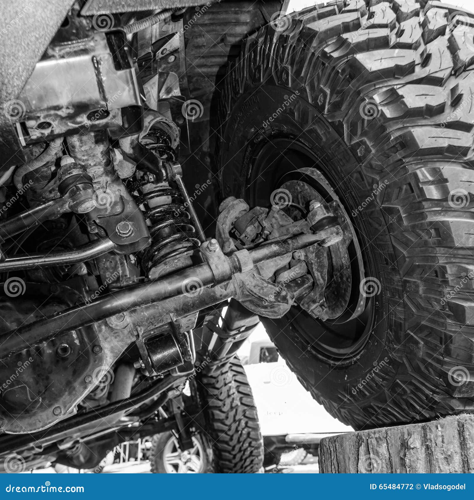 Black and White View from Under a Car. Close-up View of a Car S Stock ...