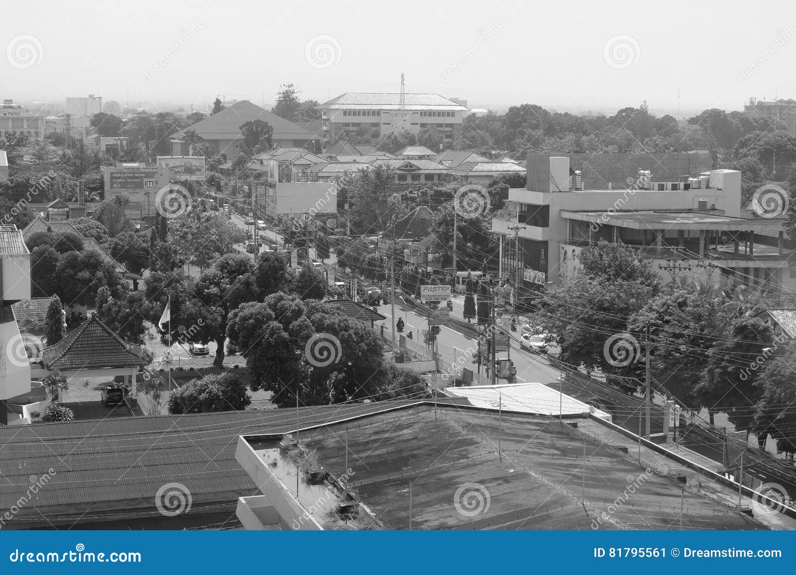Black and White View of Yogyakarta Stock Image - Image of cycle ...
