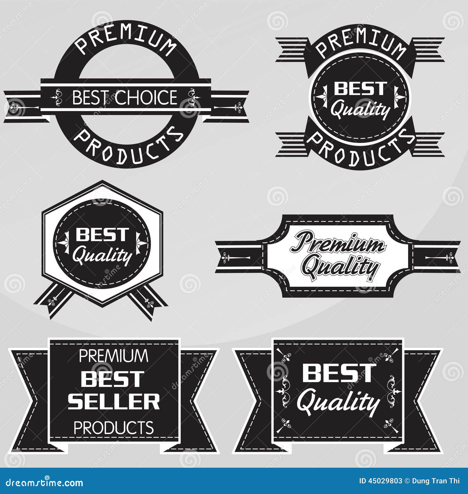 Black and White Vintage Premium Quality Labels Set. Vector Design ...