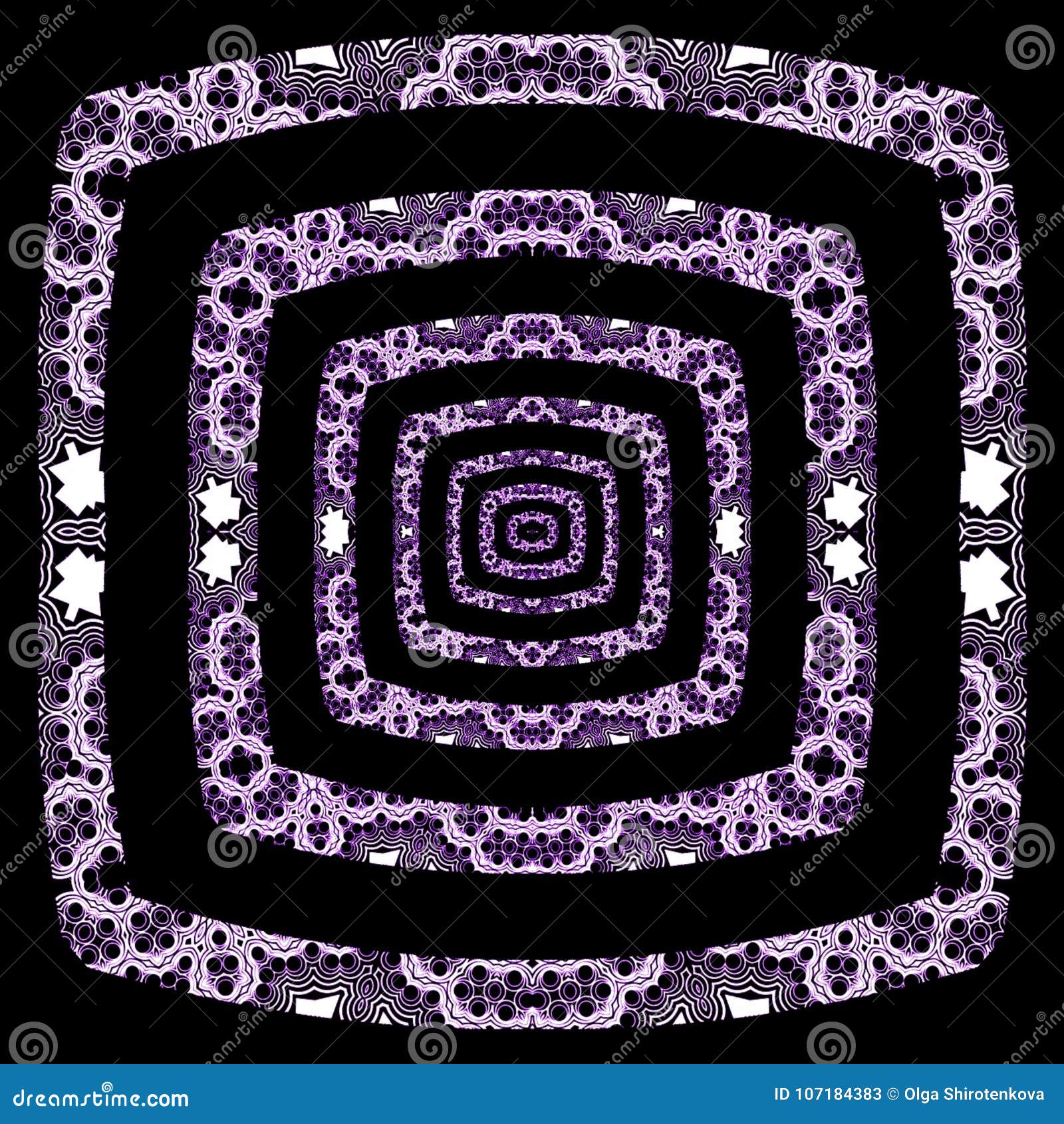 Black, White and Violet Pattern on a Black Background. Vector. Stock ...