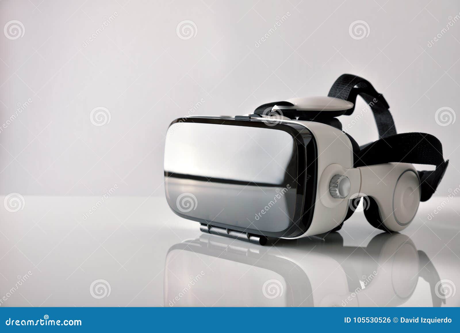 Virtual Reality Glasses on White Metraquilate Table Side View Stock ...