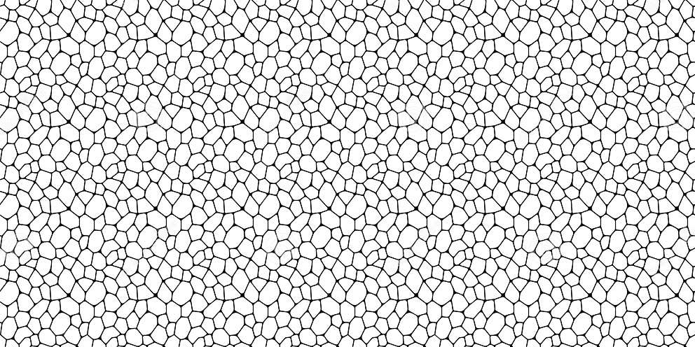 Black and White Voronoi Seamless Patterns Vector Set. Irregular Shapes ...