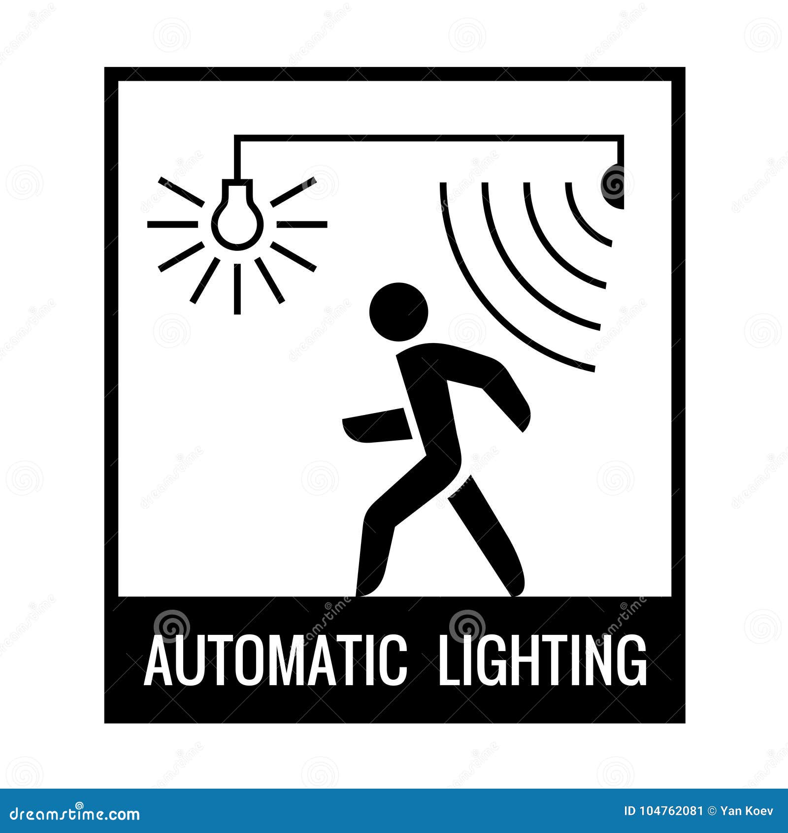 Black and White Walking Man with Motion Sensor and Light Bulb on Stock ... Black and White Walking Man with Motion Sensor and Light Bulb on Stock ...