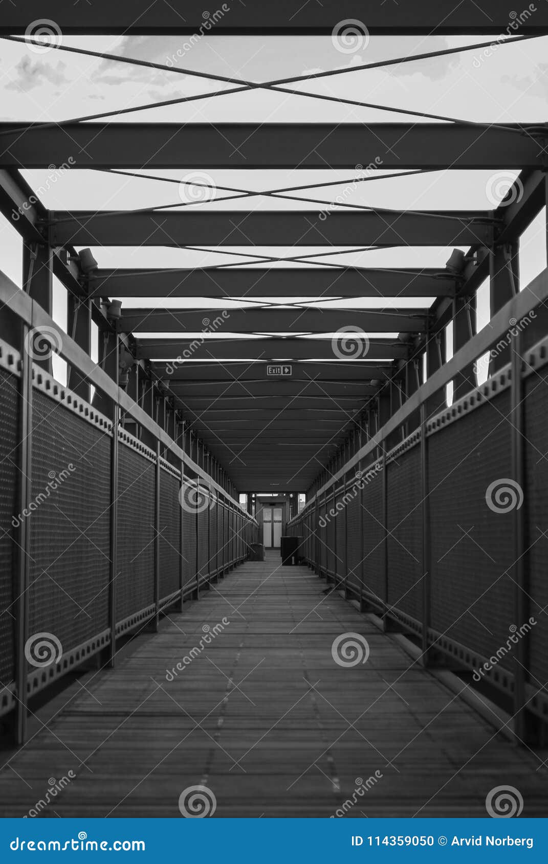 Black and white walkway stock photo. Image of long, architecture ...