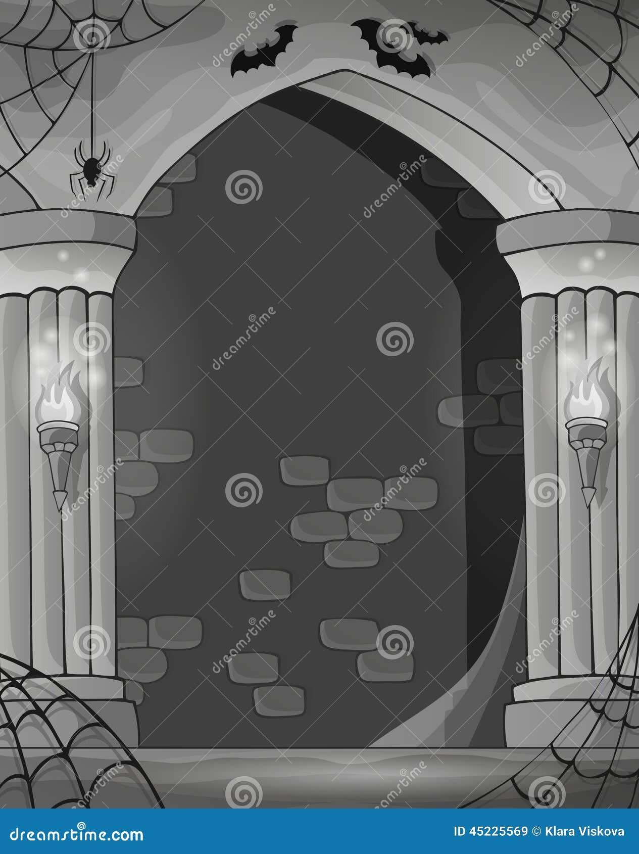 Wall Alcove With Cat In Pumpkin Cartoon Vector | CartoonDealer.com ...