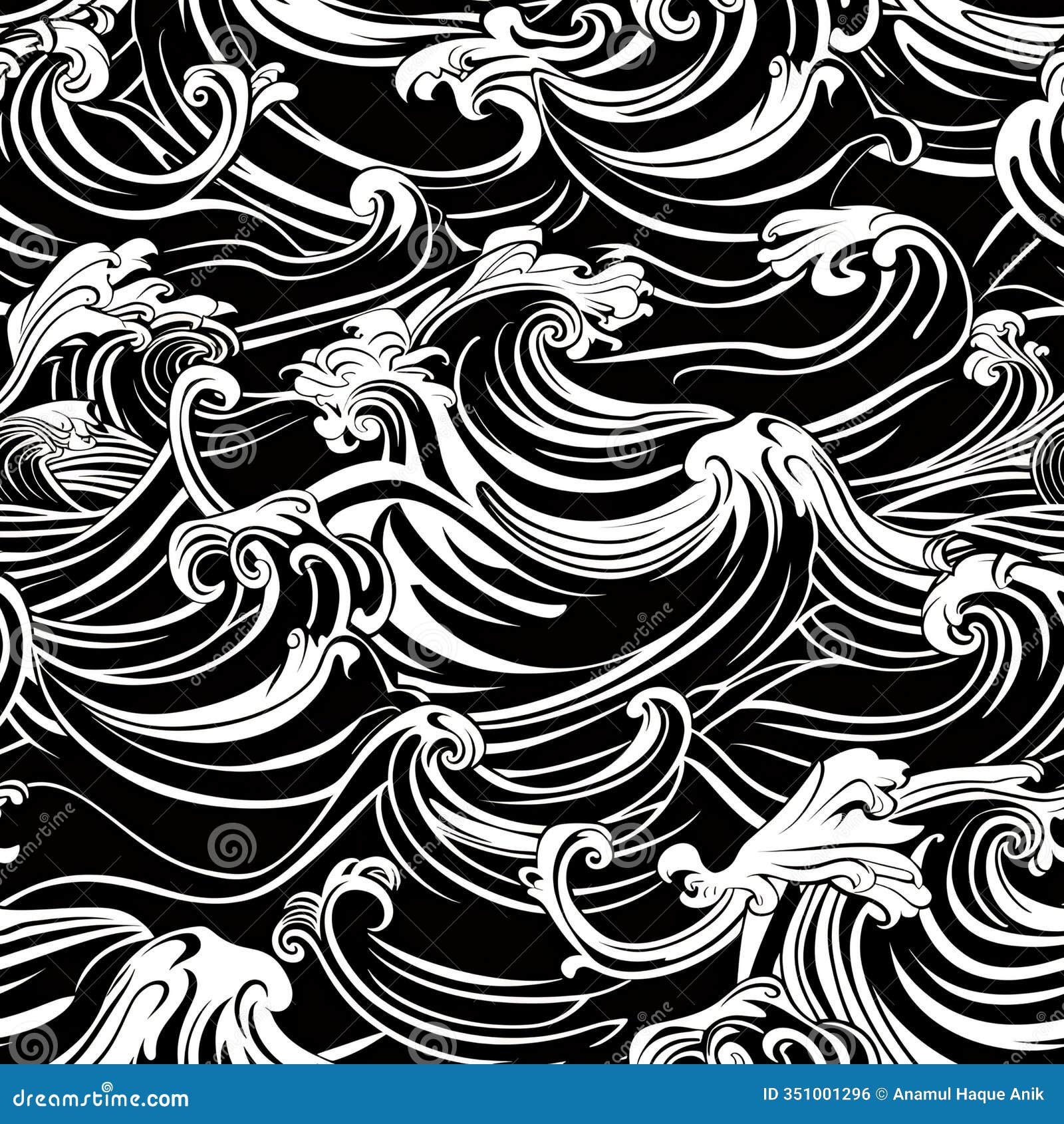 Black and White Wave Pattern Stock Illustration - Illustration of ...