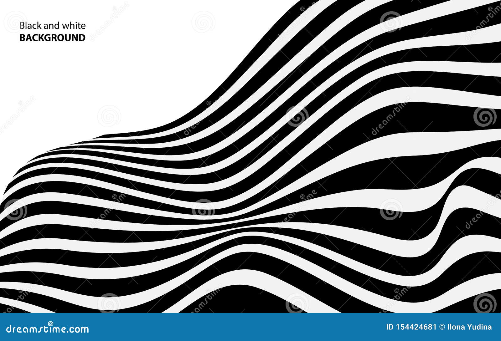 Black and White Wave Stripe Optical Abstract Design. Stock Vector ...