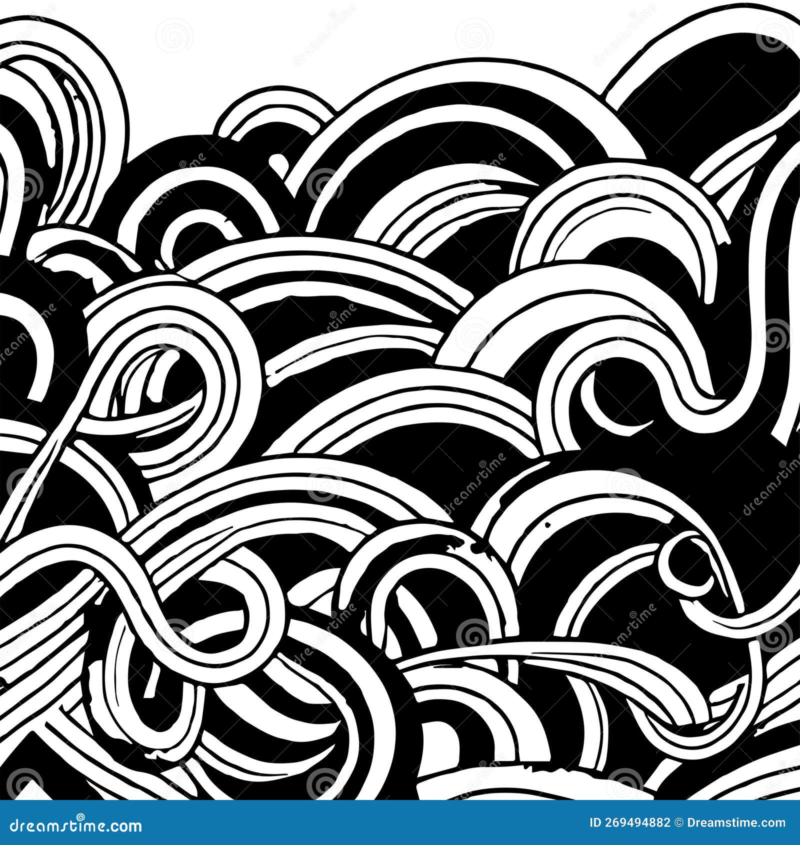 Black White Waves Doodles Background Stock Vector - Illustration of ...