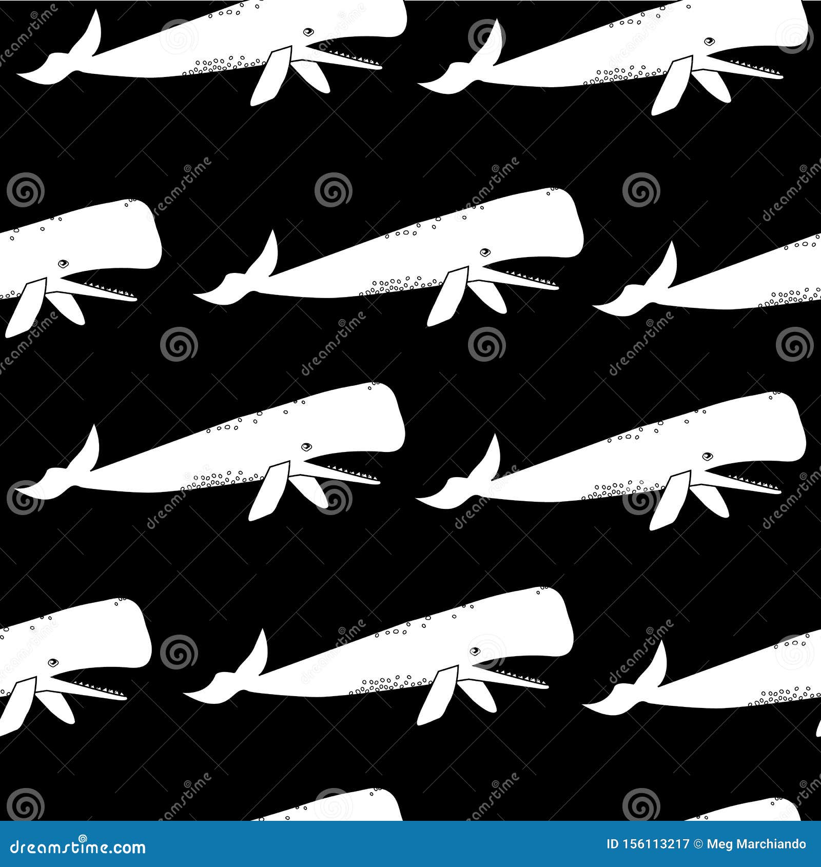 Black and White Whales Pattern Vector Seamless Stock Vector ...