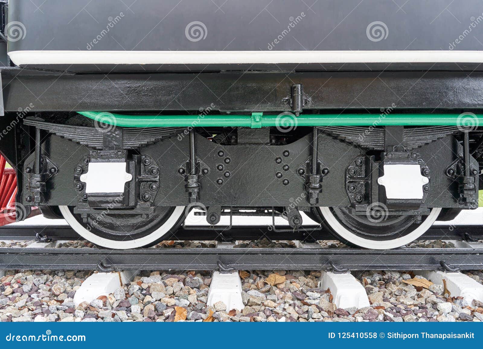 Black and White Wheel of Train with Shock Absorber Stock Photo - Image ...