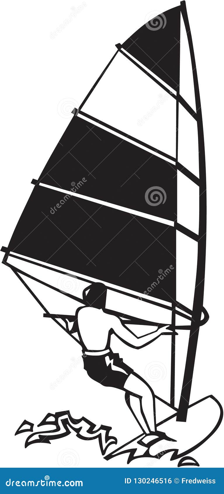 Black and White Wind Surfer Illustration Stock Vector - Illustration of ...