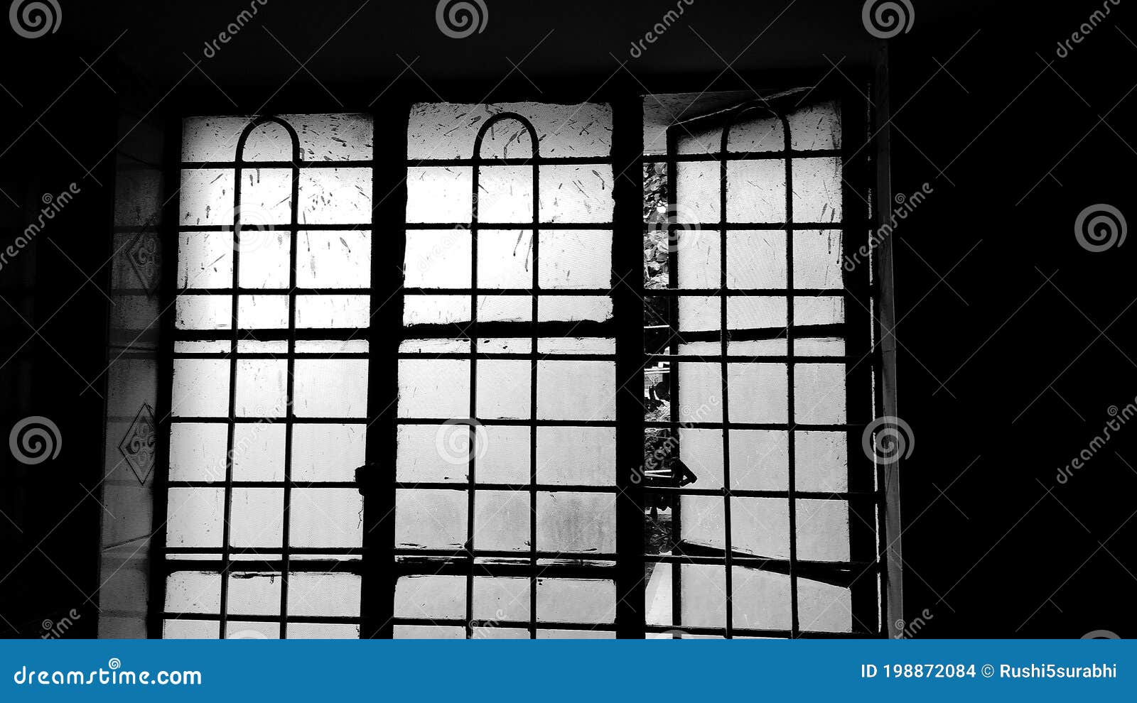 Black and White Windows Where Light is Coming Inside Stock Photo ...