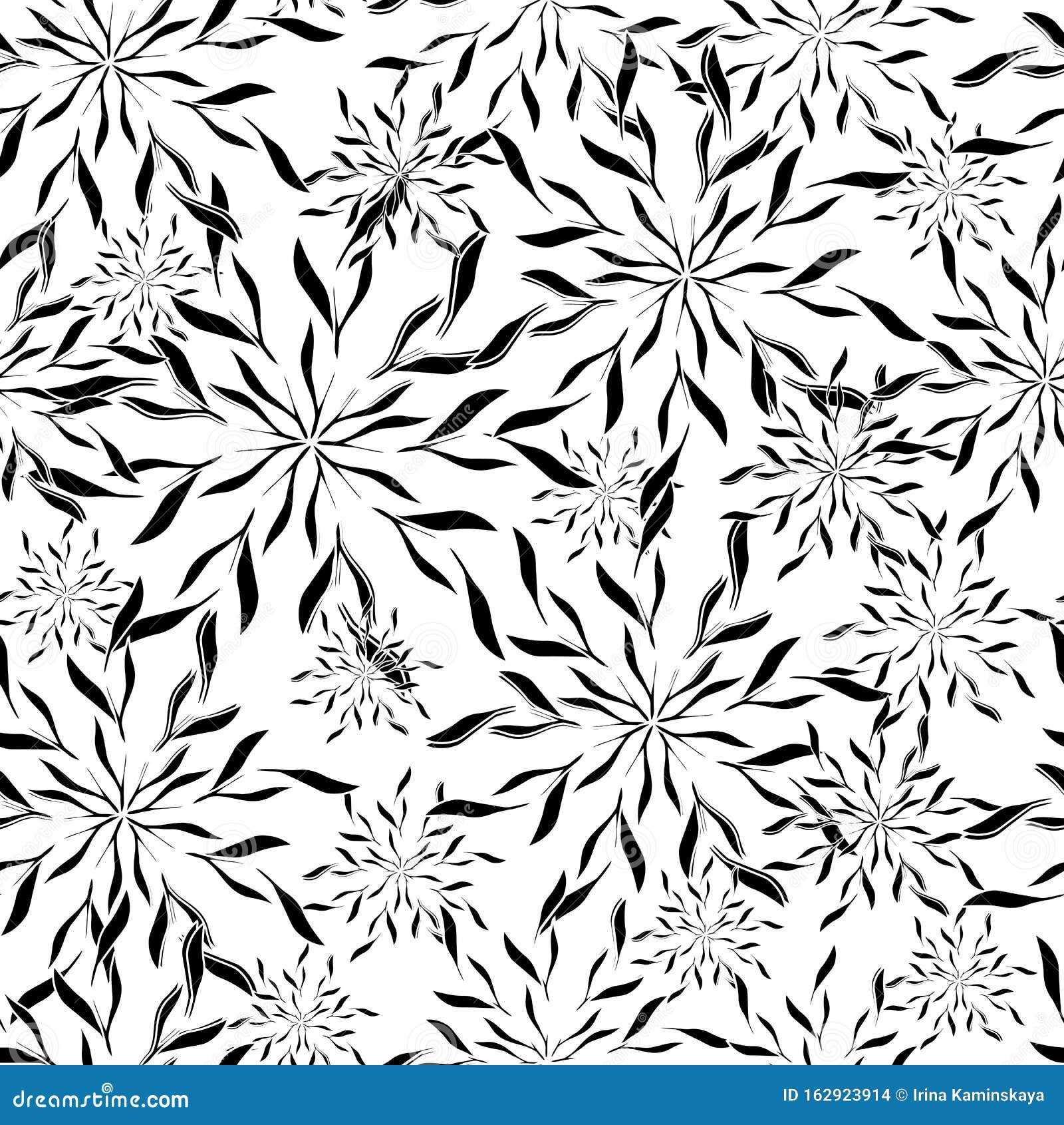 Black and White Winter Pattern with Snowflakes on a White Background ...