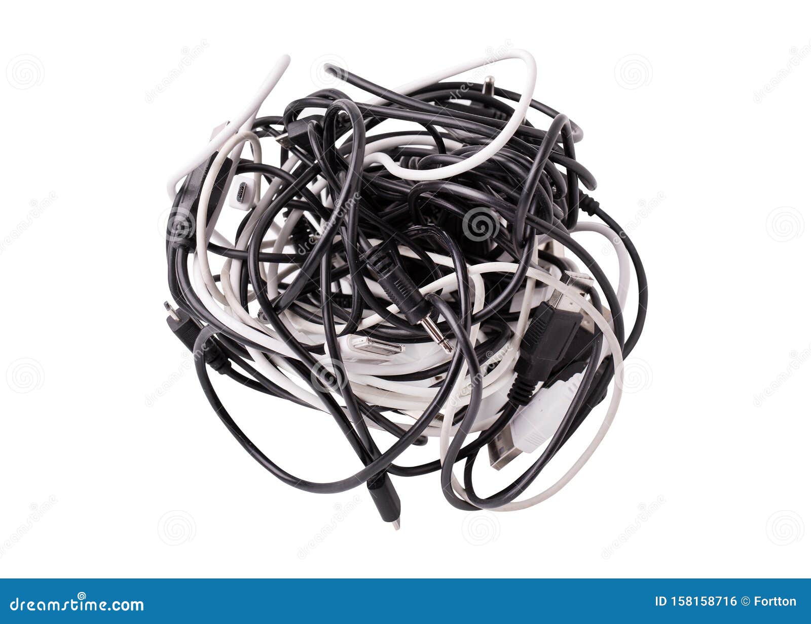 A Coil of Various Wires for Gadgets on a White Background Stock Photo ...
