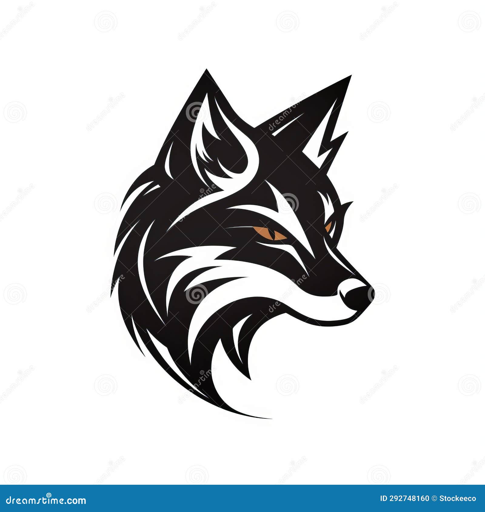 Black and White Wolf Head Logo Illustration Stock Illustration ...