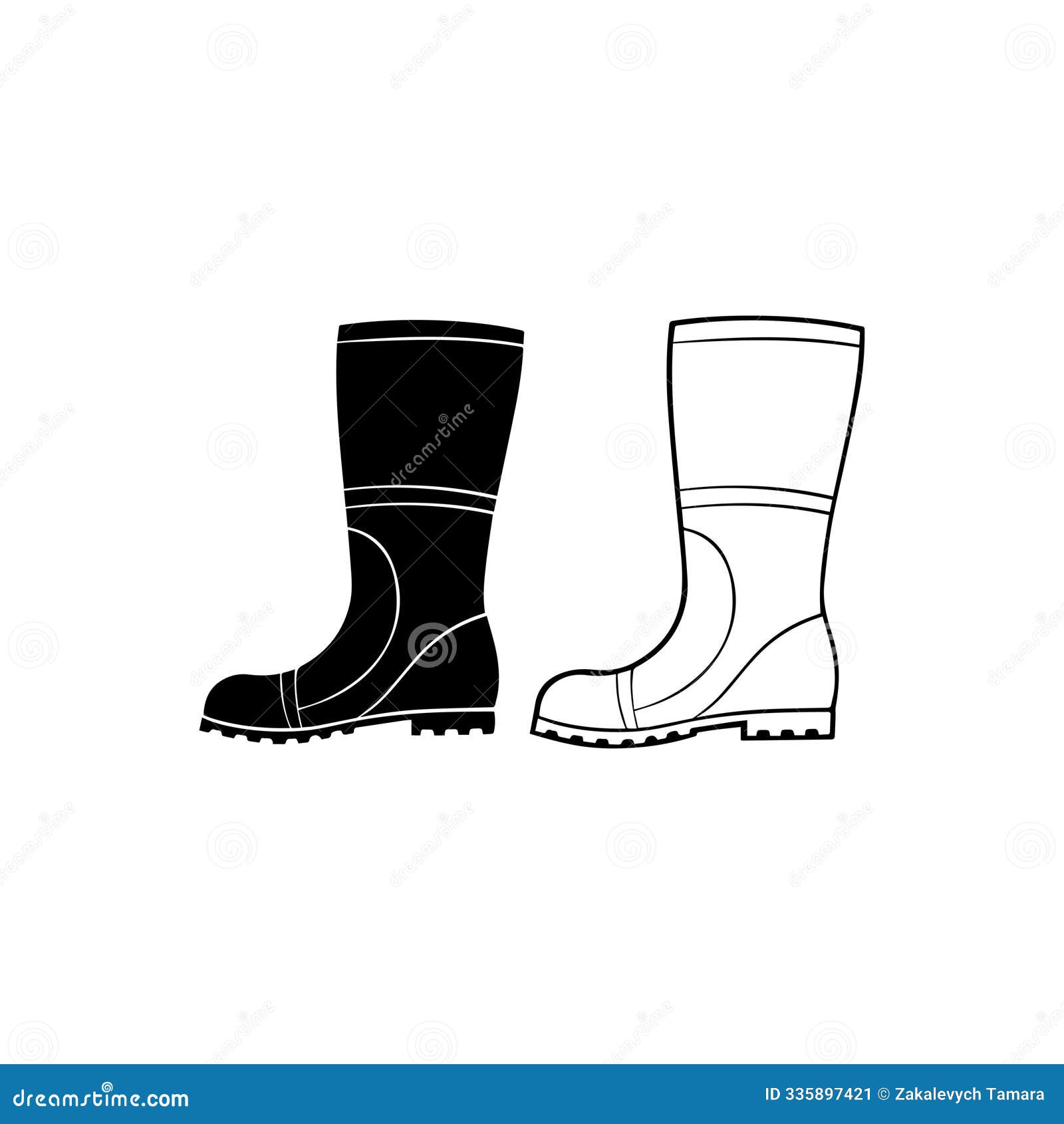 Black and White Work Boots. Vector Icon Design Stock Illustration ...