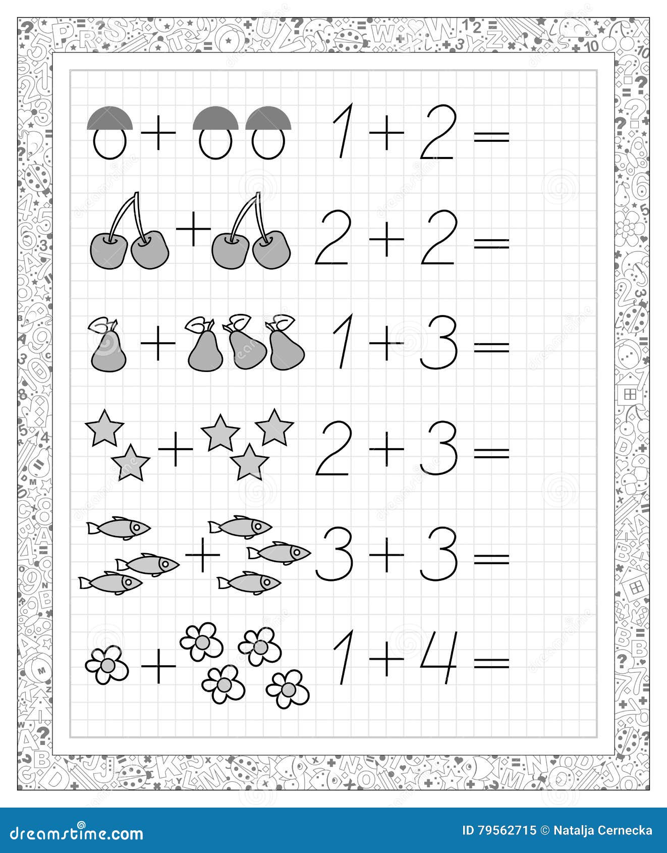 Black and White Worksheet on a Square Paper with Exercises for Little ...