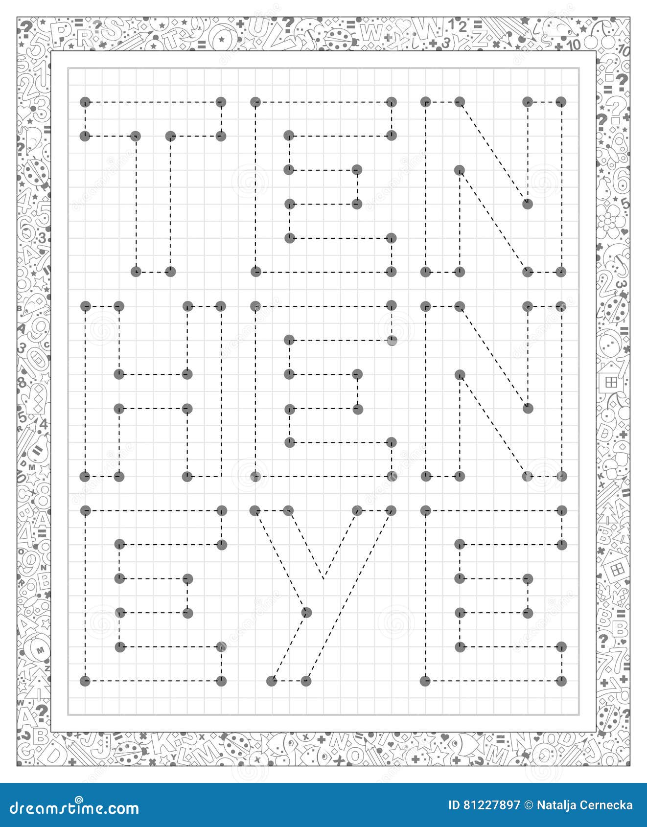 Black and White Worksheet on a Square Paper. Join the Points by ...