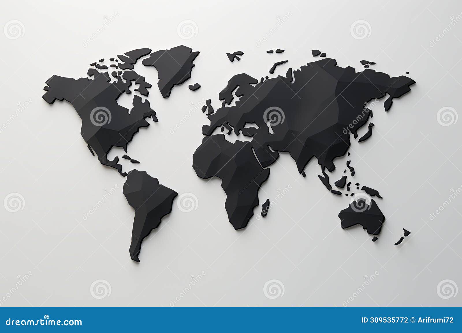 Black and White World Map Illustration on White Background, 3d ...