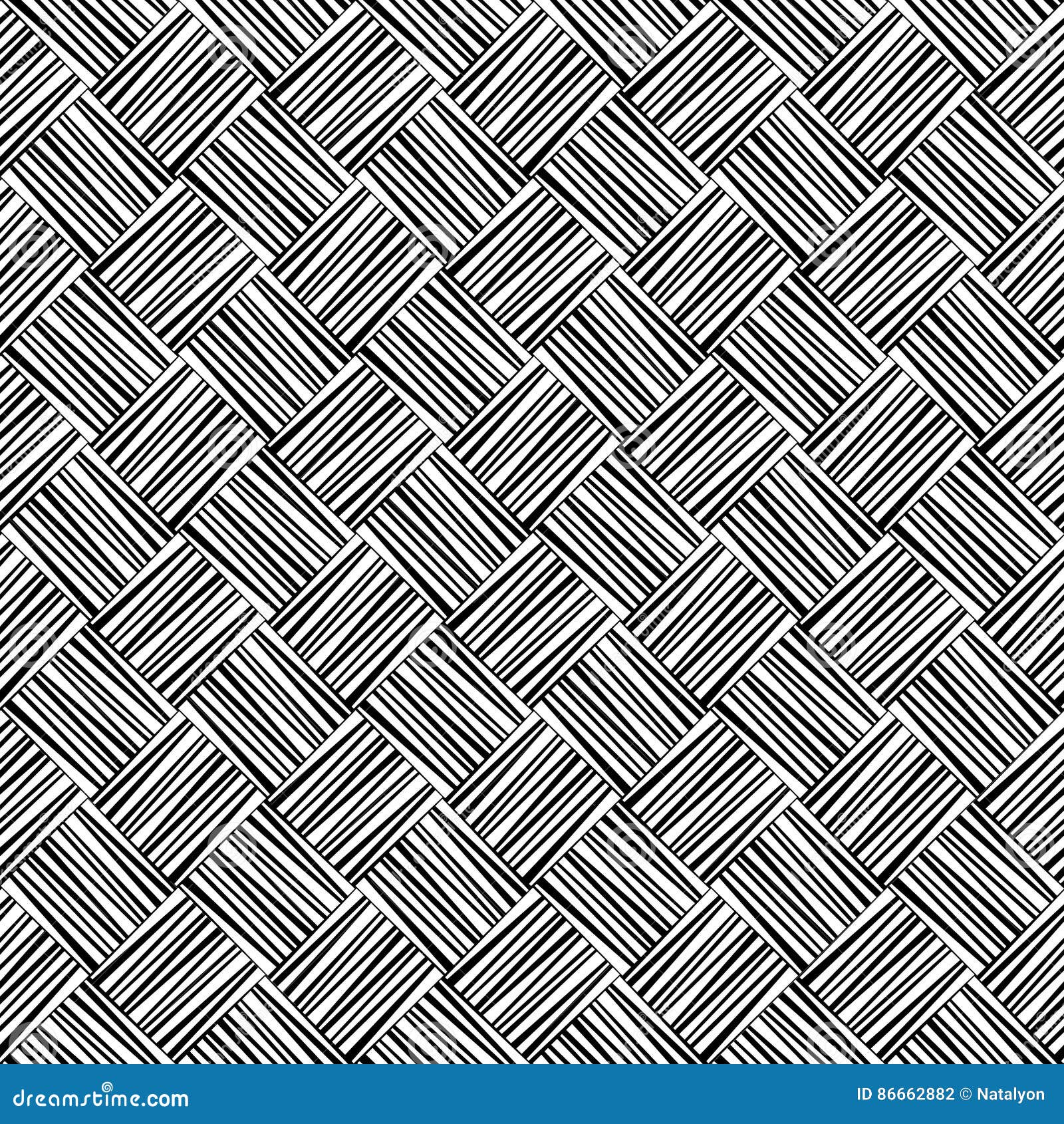 Black and White Woven Geometric Seamless Pattern, Vector Stock Vector ...
