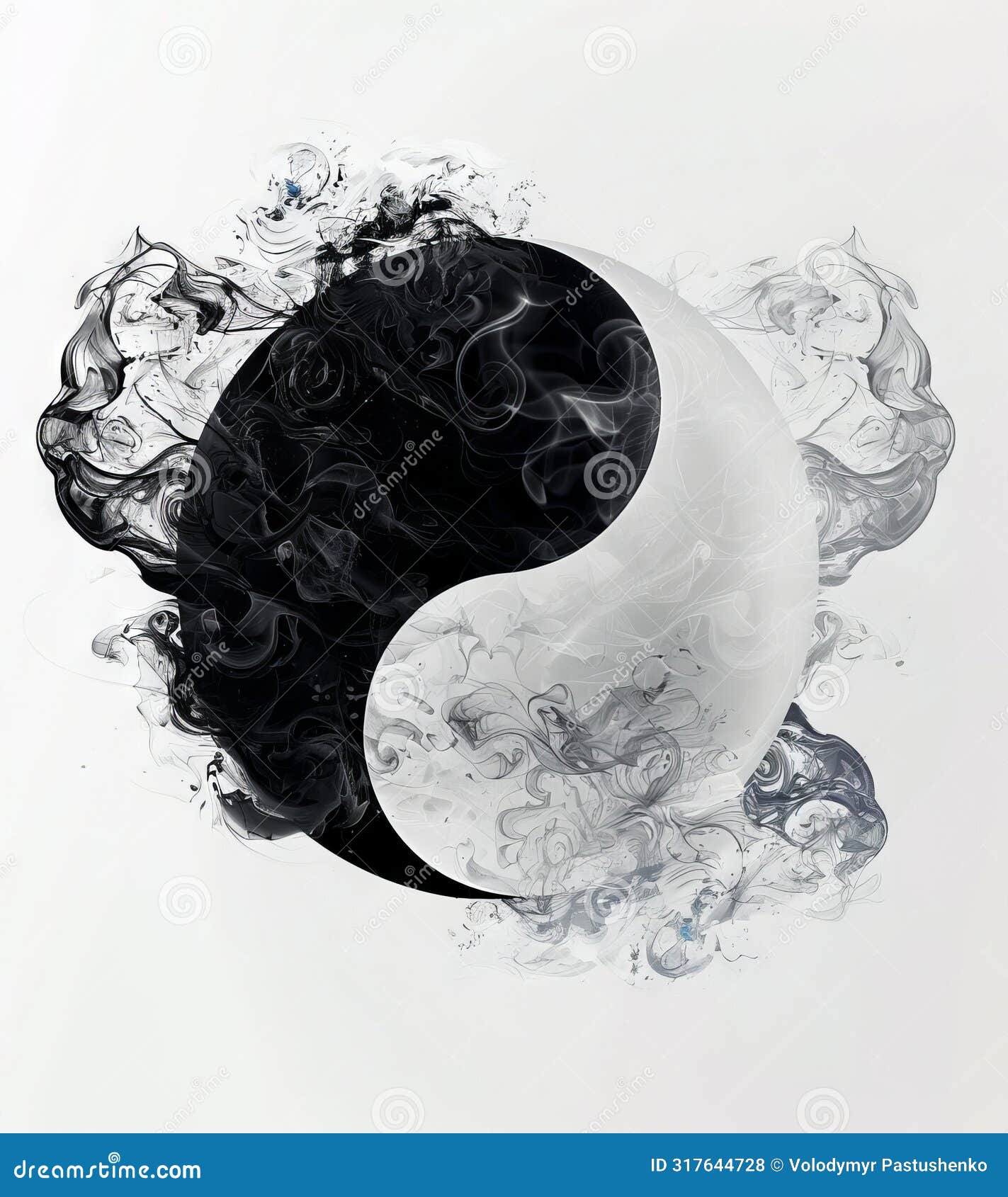 A Black and White Yin Yang Symbol with Smoke Stock Photo - Image of ...