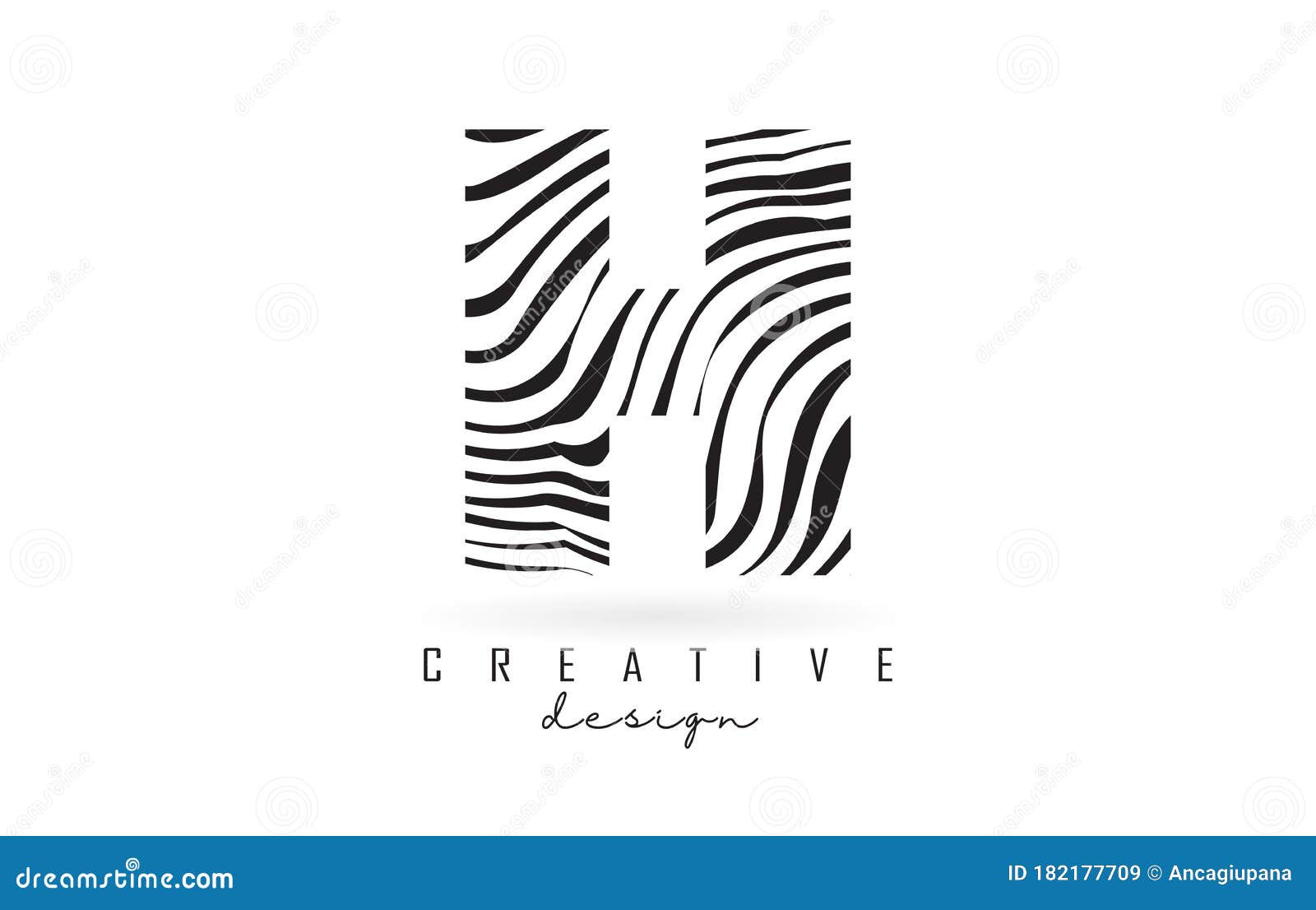 Black and White Zebra H Letter Logo Design Stock Vector - Illustration ...