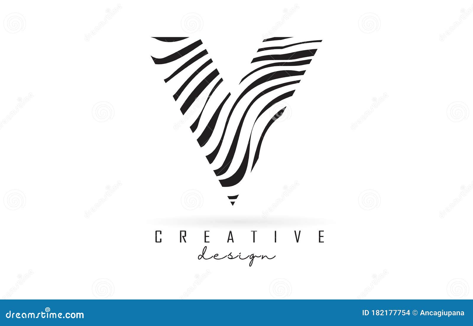 Black and White Zebra V Letter Logo Design Stock Vector - Illustration ...