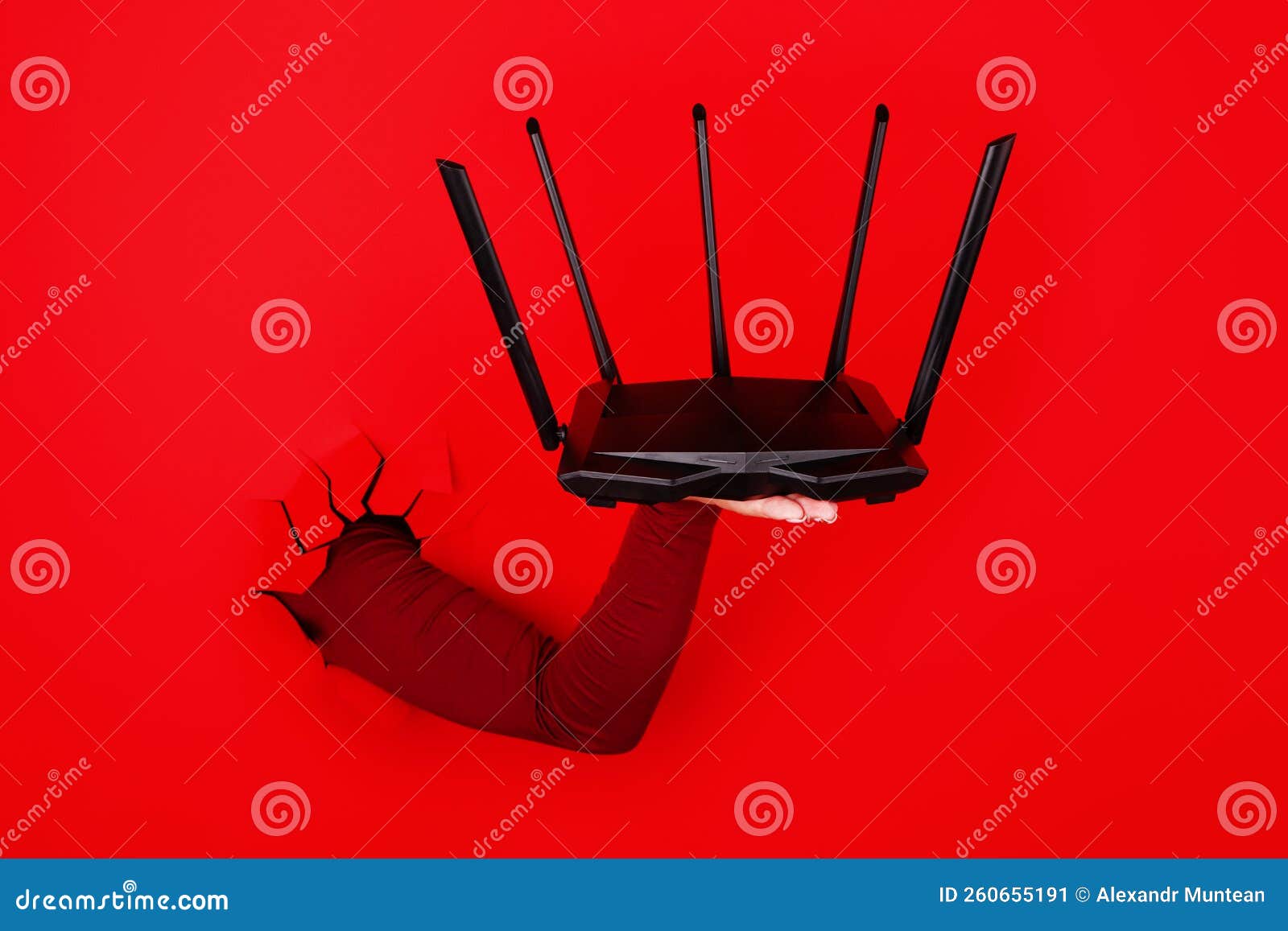 Wifi router on hand stock image. Image of connection - 260655191