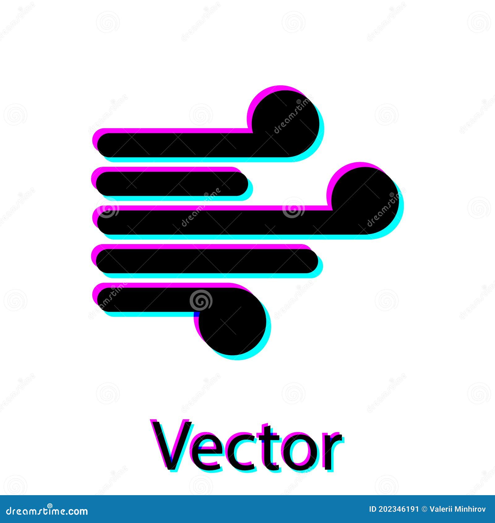 Black Wind Icon Isolated on White Background. Windy Weather Stock ...