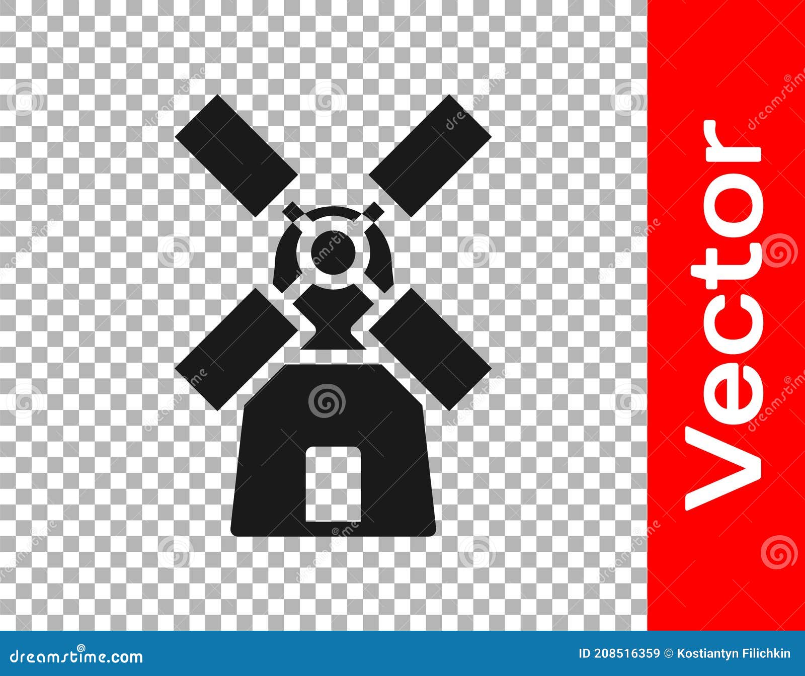 Black Windmill Icon Isolated on Transparent Background. Vector Stock ...