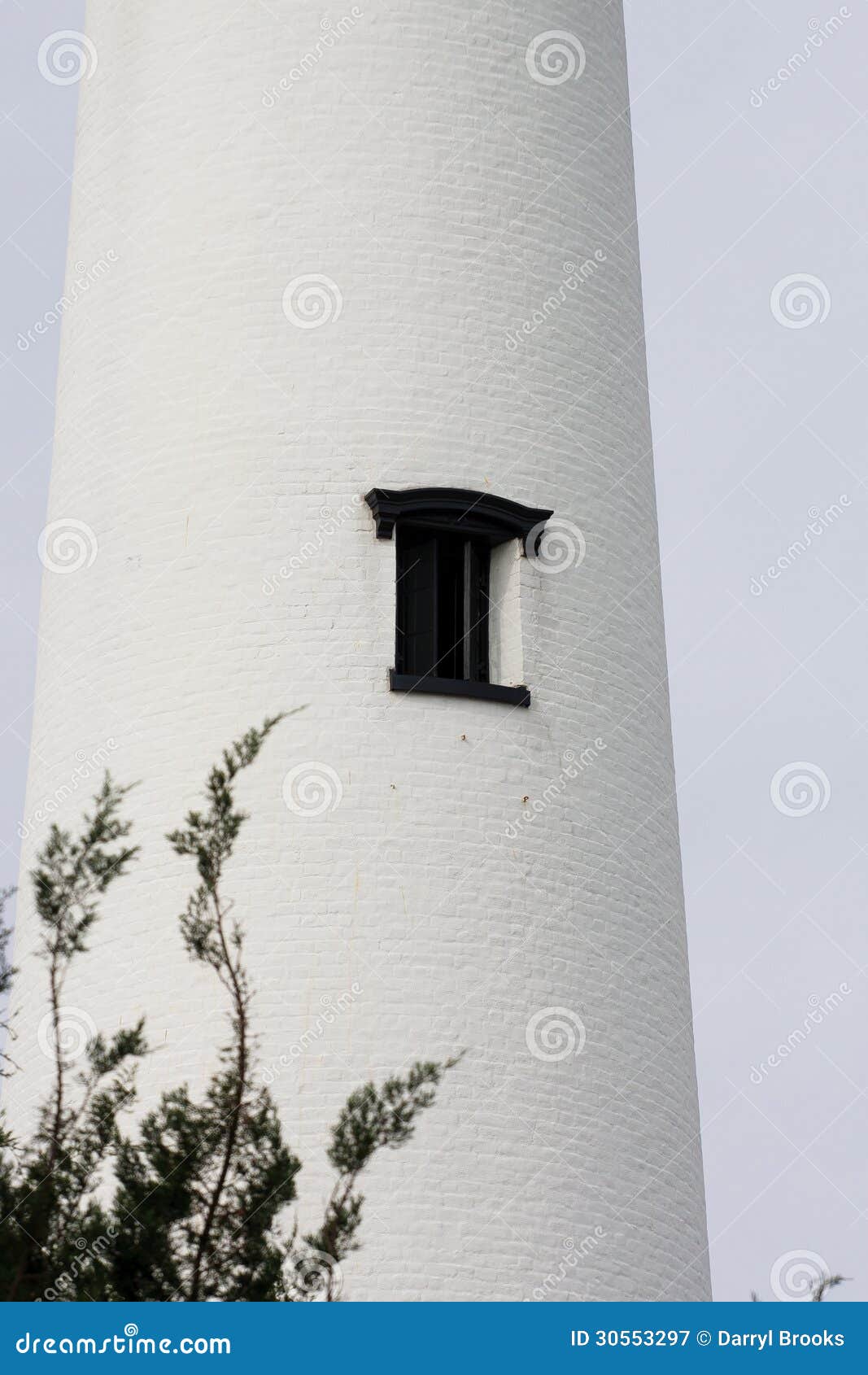 Black Window in White Brick Lighthouse Stock Image - Image of ...