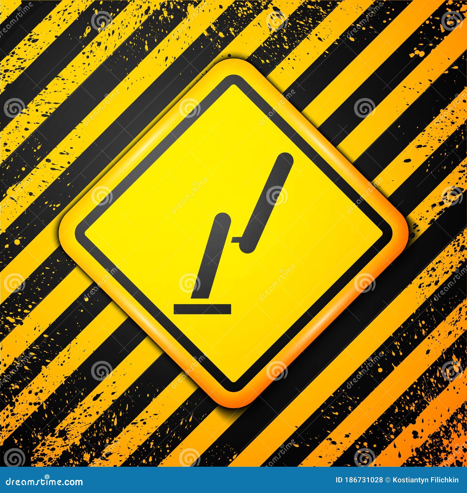 Black Windscreen Wiper Icon Isolated on Yellow Background. Warning Sign ...