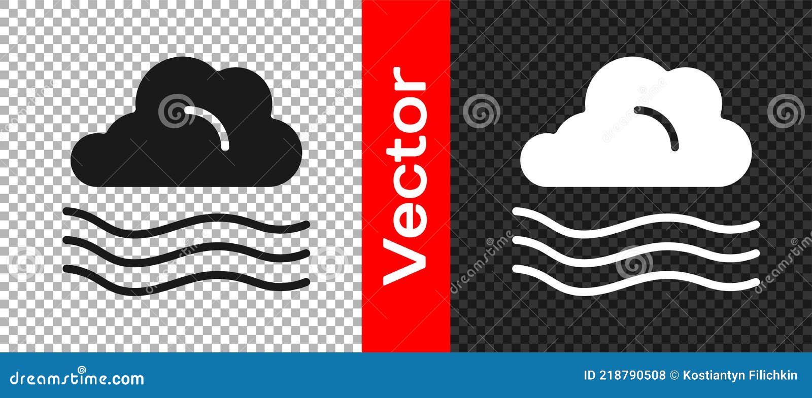 Black Windy Weather Icon Isolated on Transparent Background. Cloud and ...