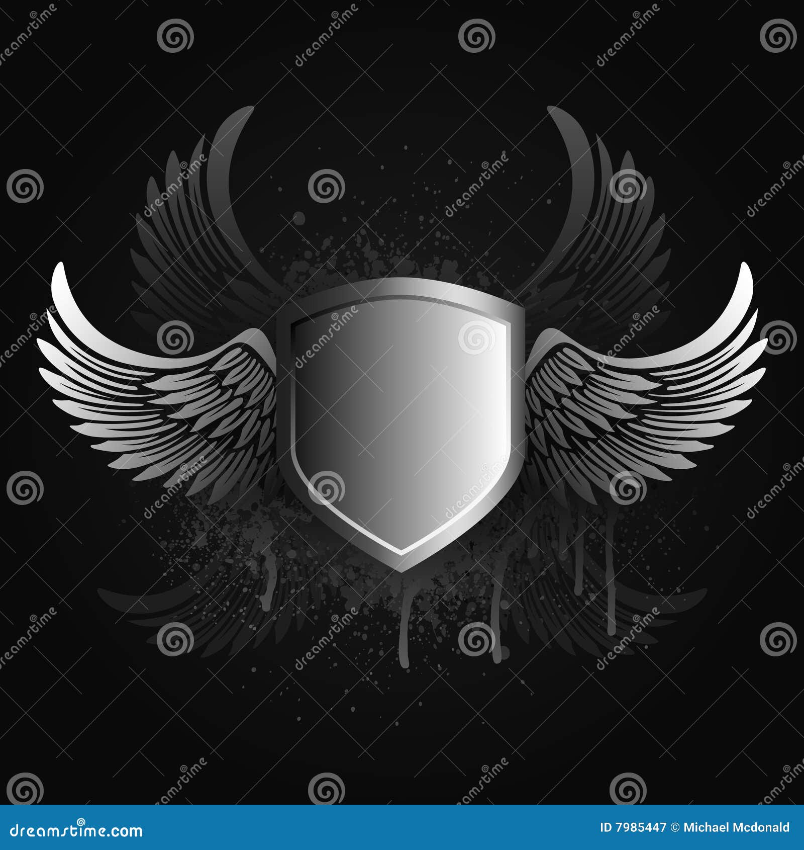 Black winged shield emblem stock vector. Illustration of nobility - 7985447