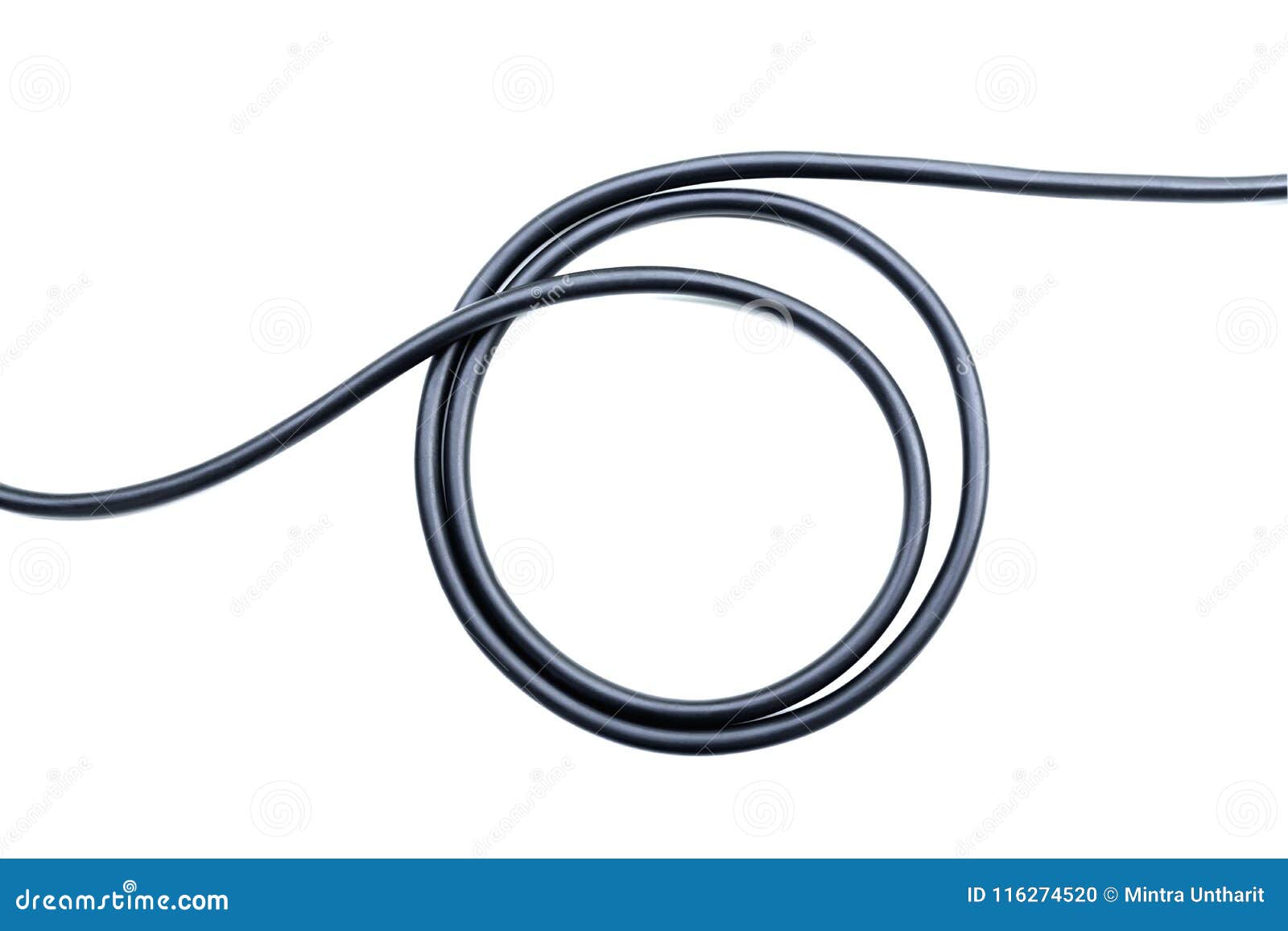 Black Wire Electrical Cable Isolate on White Background. Stock Photo ...