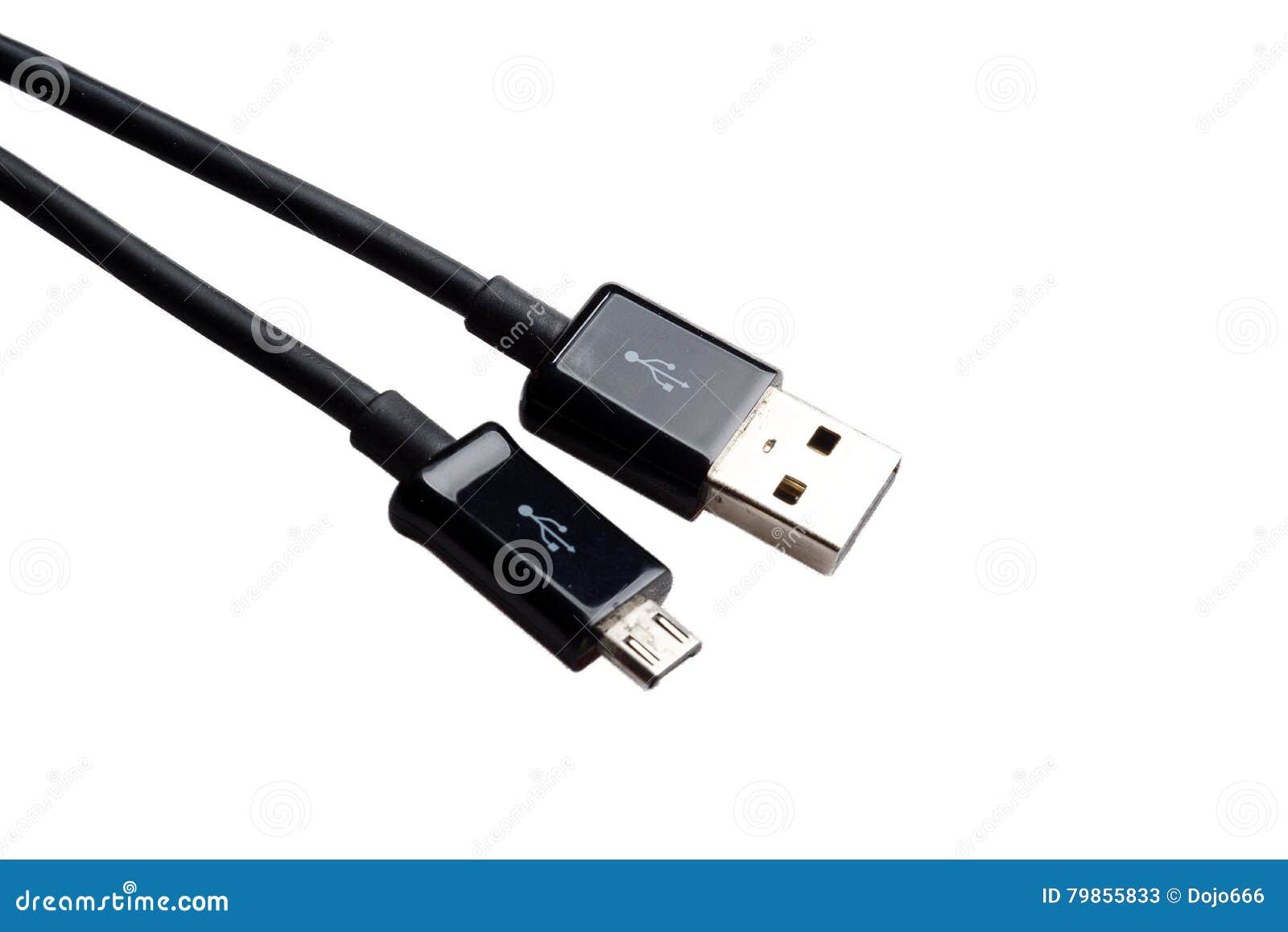 Black Wire USB Micro USB Isolated Stock Image - Image of closeup, cable ...