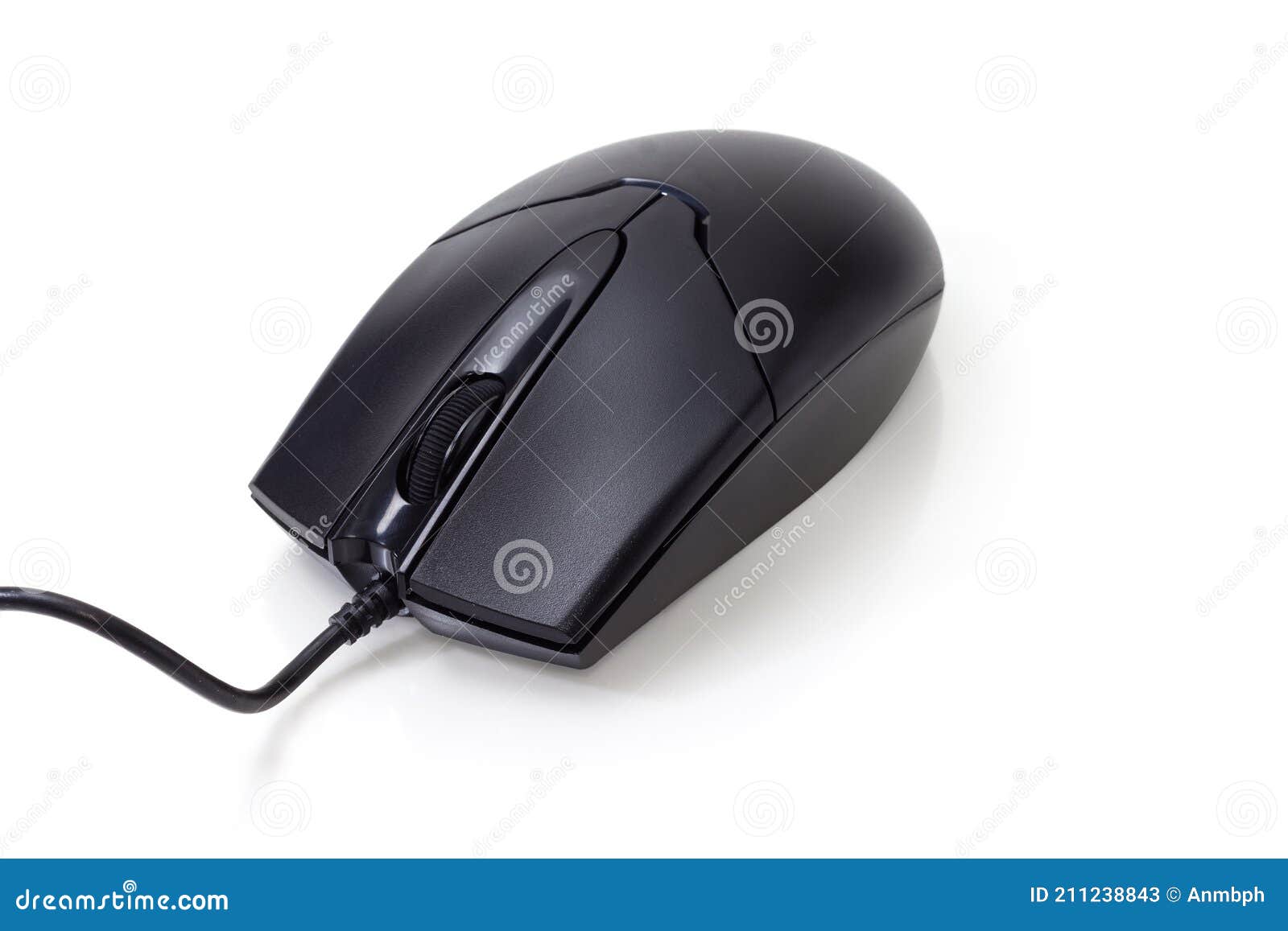 Black Wired Computer Mouse with Two Buttons and Scroll Wheel Stock ...
