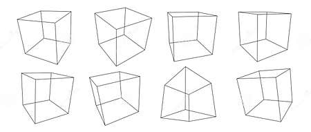Black Wireframe Cube Collection. Outline Cubic Shapes in Different ...