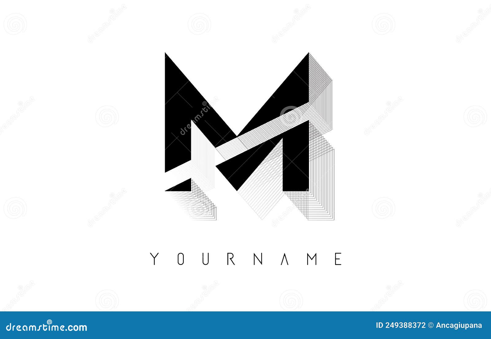 Black Wireframe M Letter Logo Design. Creative Vector Illustration with ...