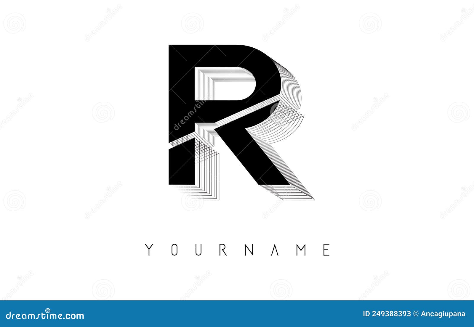 Black Wireframe R Letter Logo Design in Two Colors. Creative Vector ...