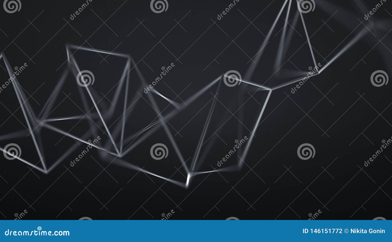 Black Wireframe Shape 3D Rendering Stock Illustration - Illustration of ...