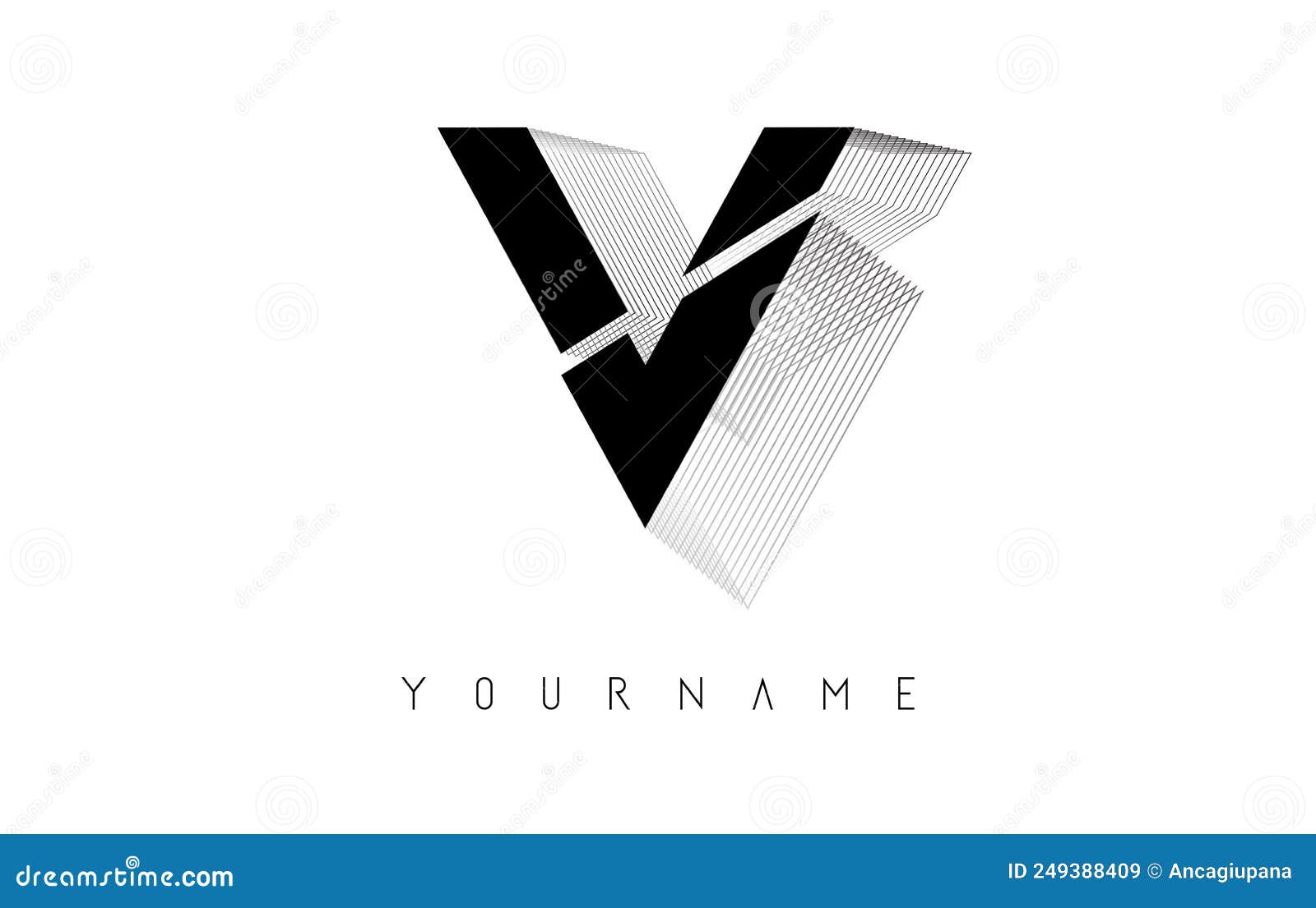 Black Wireframe V Letter Logo Design. Creative Vector Illustration with ...
