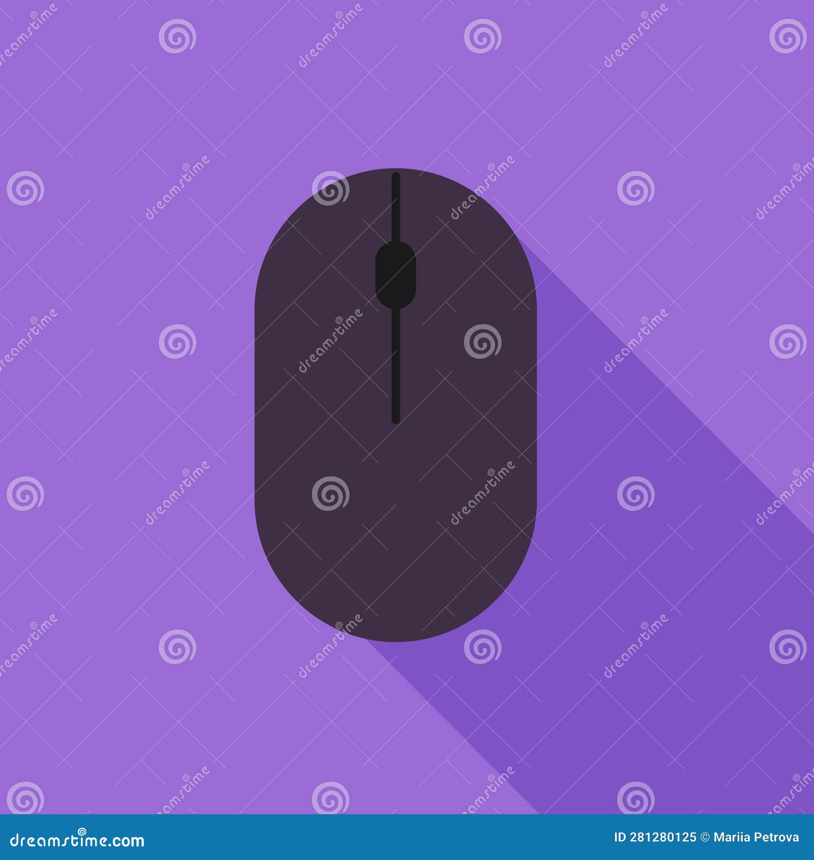 Black Wireless Computer Mouse Icon in Flat Style on Purple Background ...