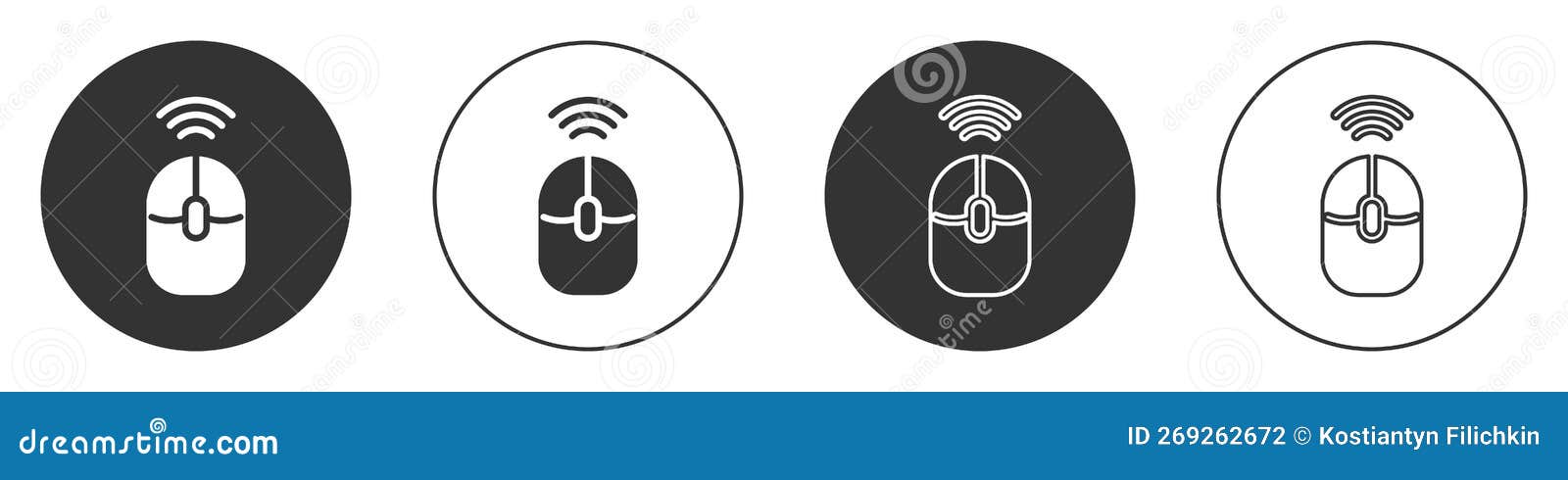 Black Wireless Computer Mouse Icon Isolated on White Background ...