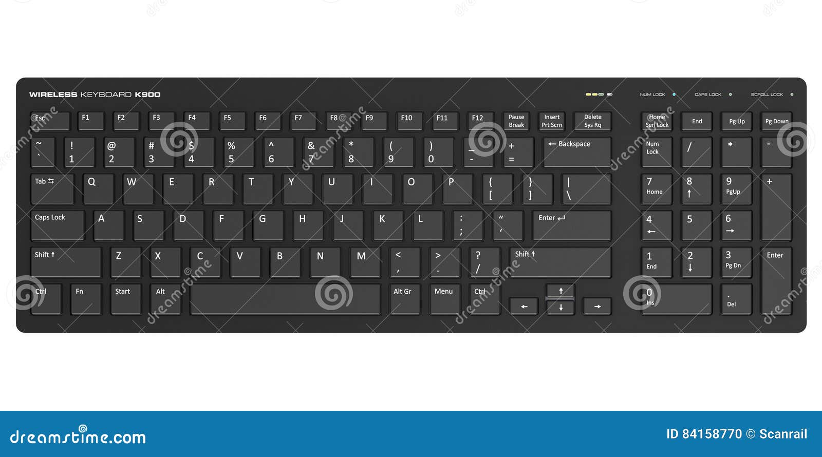 Black Wireless Computer PC Keyboard Stock Illustration - Illustration ...