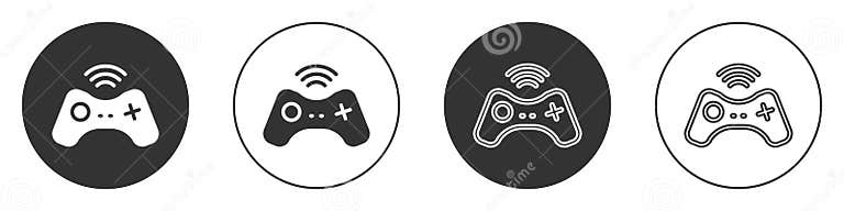 Black Wireless Gamepad Icon Isolated on White Background. Game ...