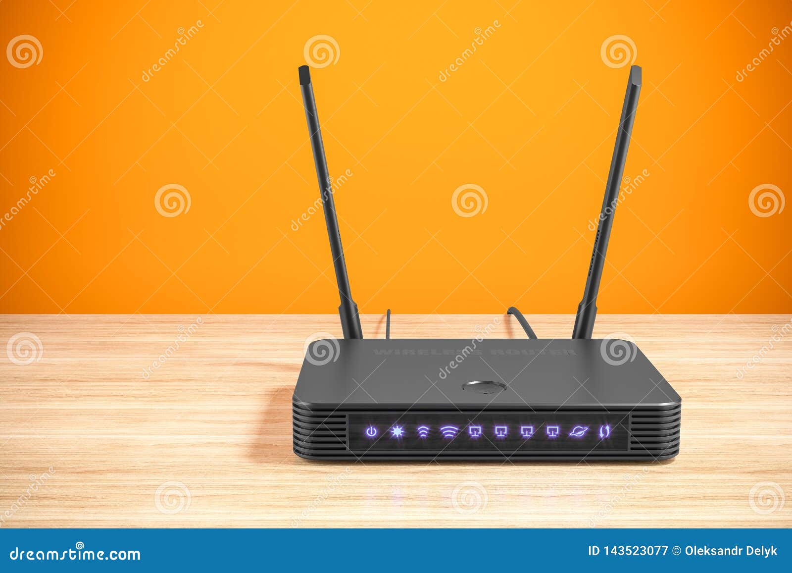 Black Wireless Internet Router on Table in Interior 3d Stock ...