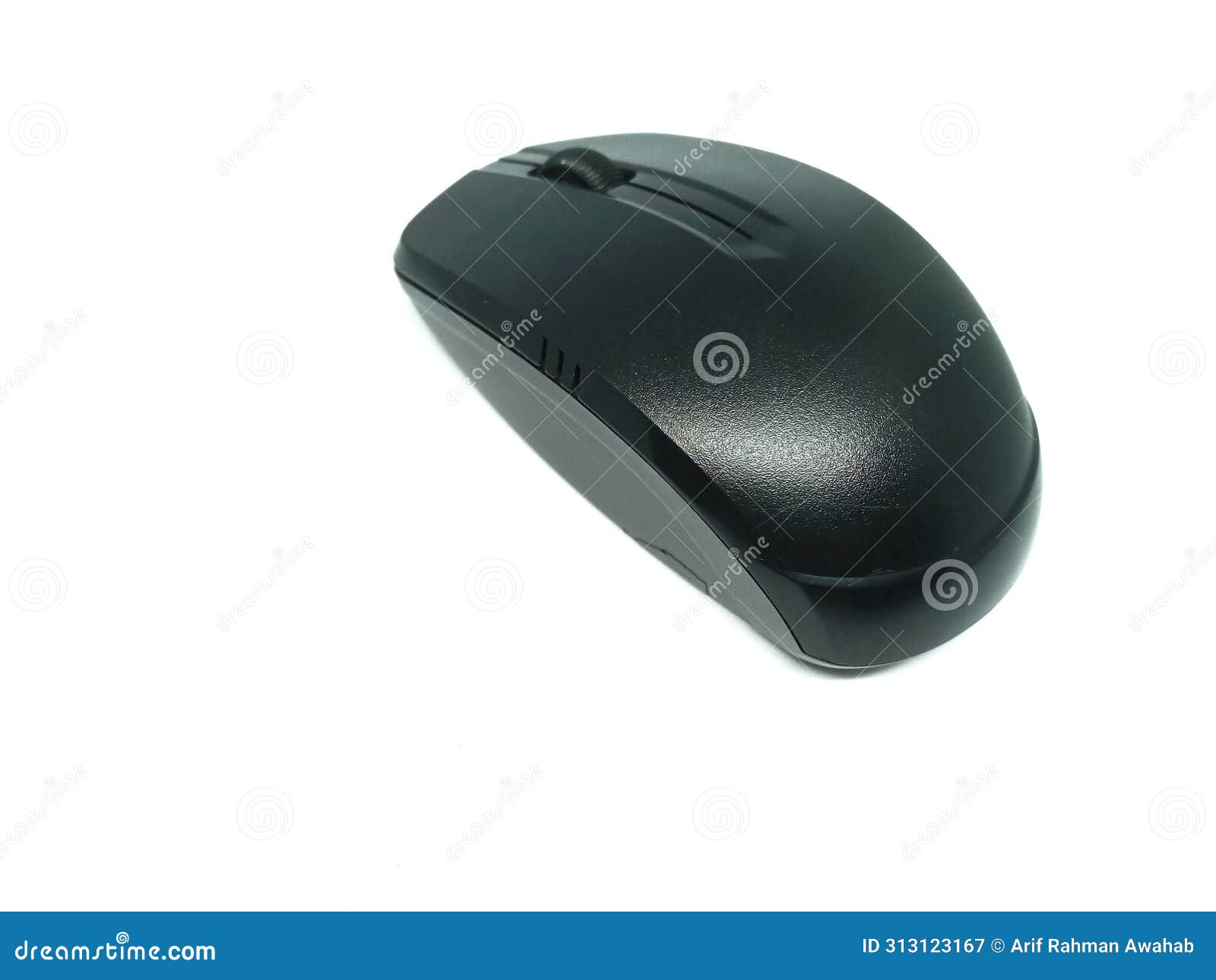 Black Wireless Mouse Isolated on White Background, Shiny Computer ...