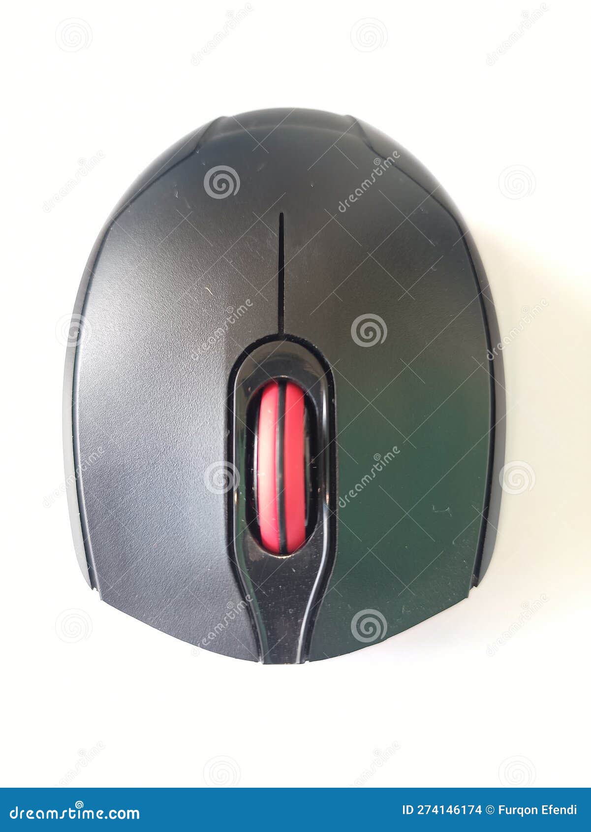 A Black Wireless Mouse with Red Roller Stock Photo - Image of black ...