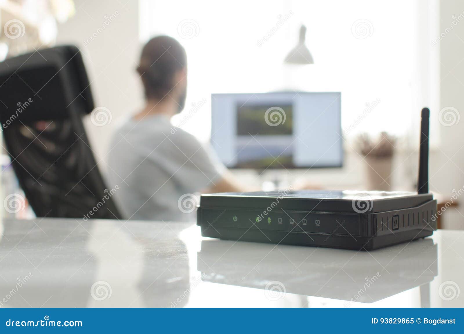 Black wireless router stock image. Image of connection - 93829865